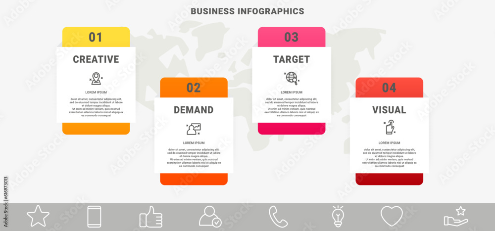 Modern vector infographics with 4 rectangles. Business template with ...