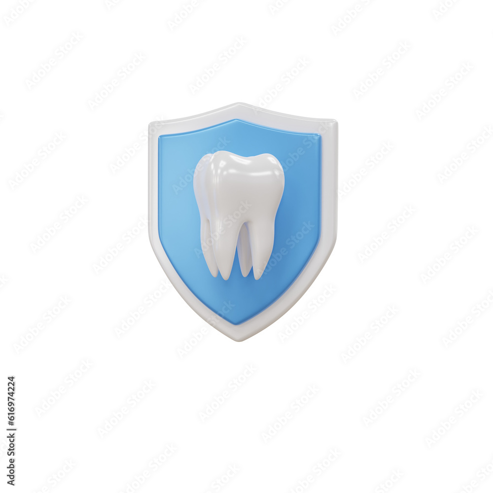 Tooth with shield isolated on transparent background. 3d render. PNG ...