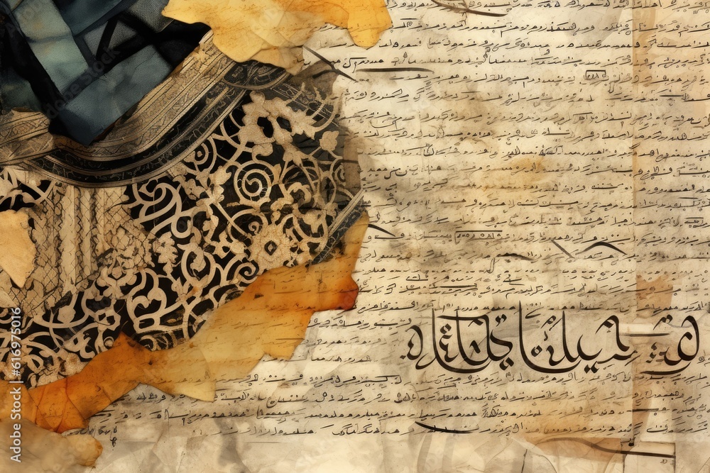 Faded Arabic letter collage in exotic vintage background style ...