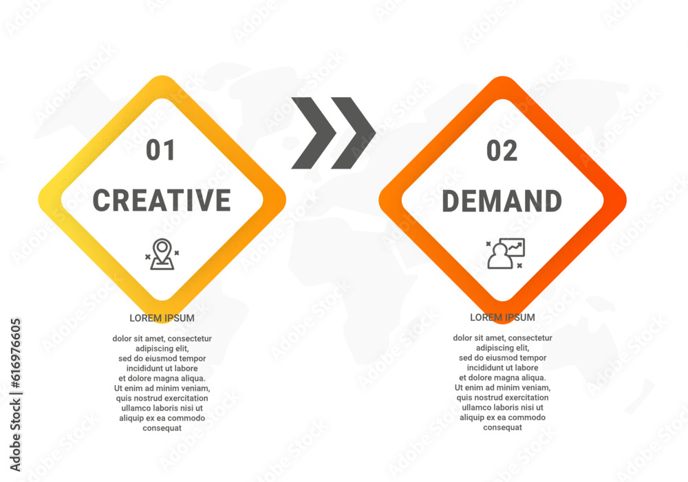 Business vector infographics with rhombus and arrows for two diagrams ...