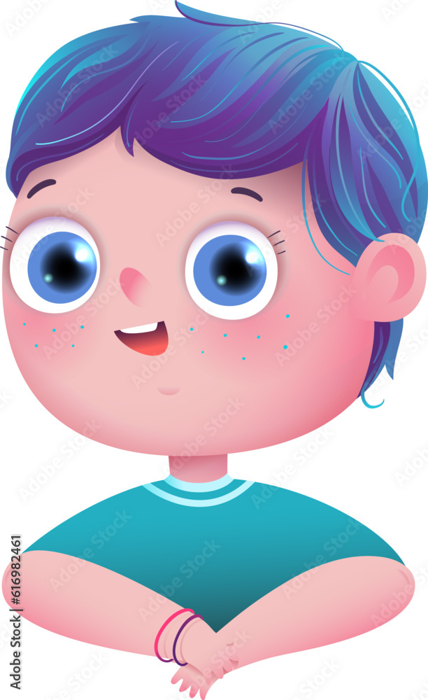 Cute Little Boy Kids Character Illustration Clip Art. Smiling child ...