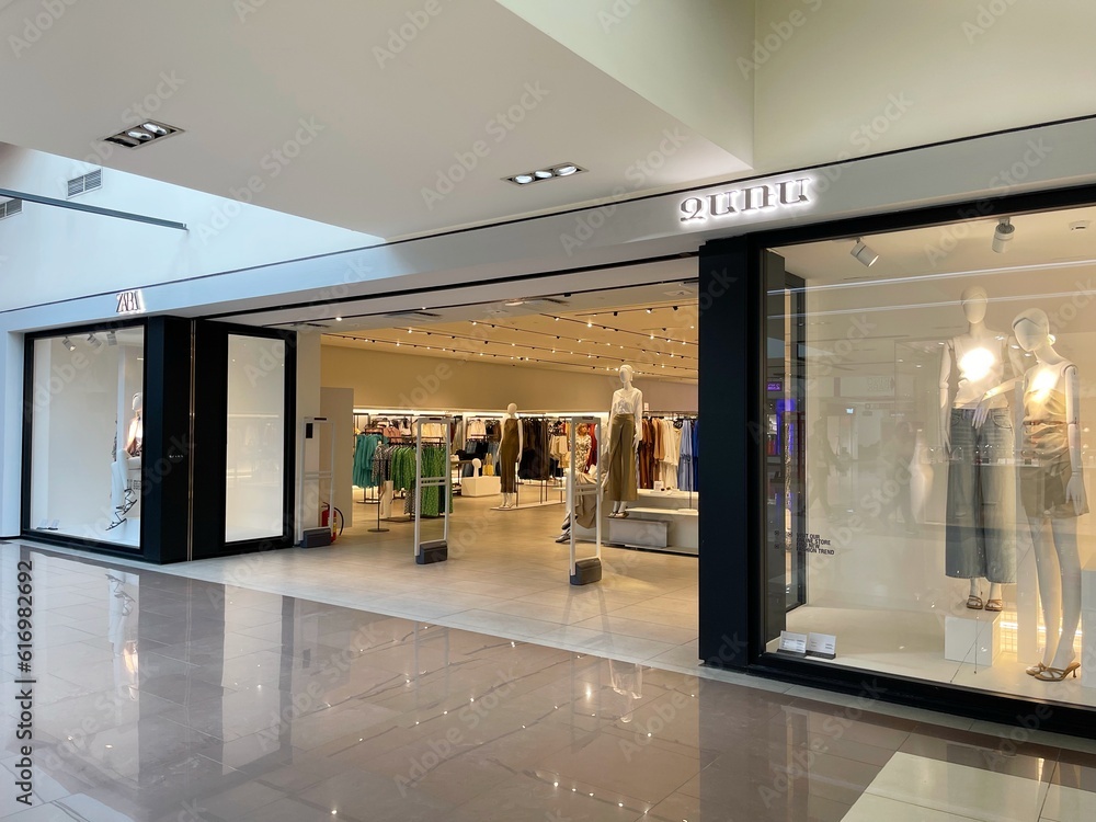 Section of women's clothing of famous fashion brand Zara in Yerevan ...