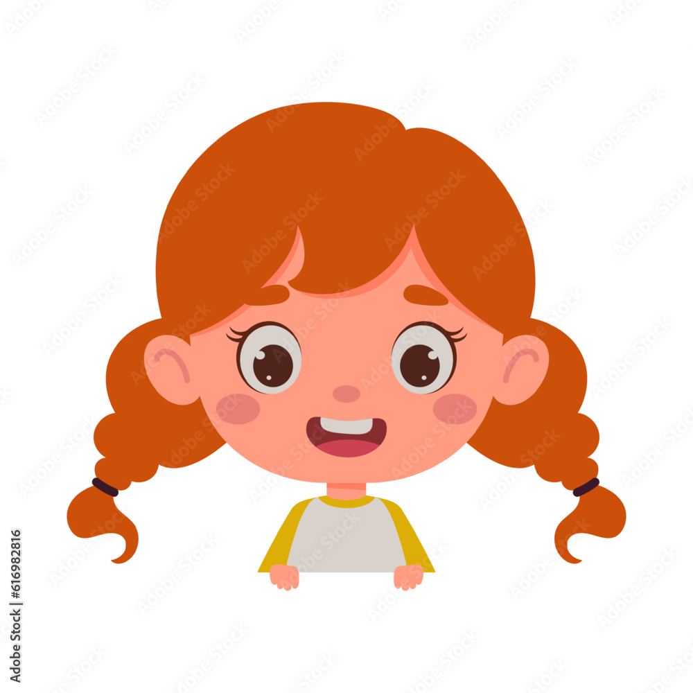 Cute little kid girl. Template for children design. Cartoon schoolgirl ...