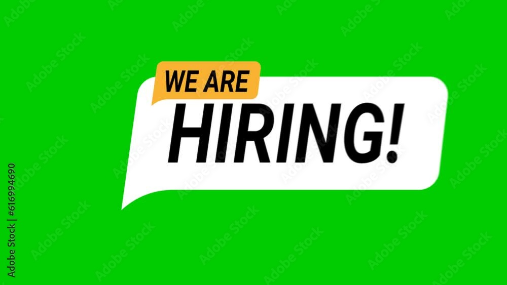 We are hiring to join our team. Text animation on the black background ...