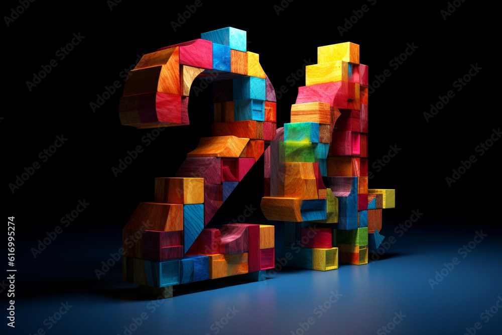 Creative 24 number 3d new year 2024 colorful concept banner design ...
