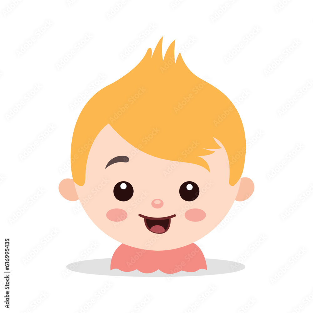 smart dashing face baby laughing happily logo face on white background ...