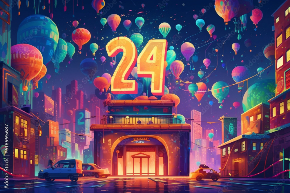 24 number banner concept for 2024 new year created with generative ai ...