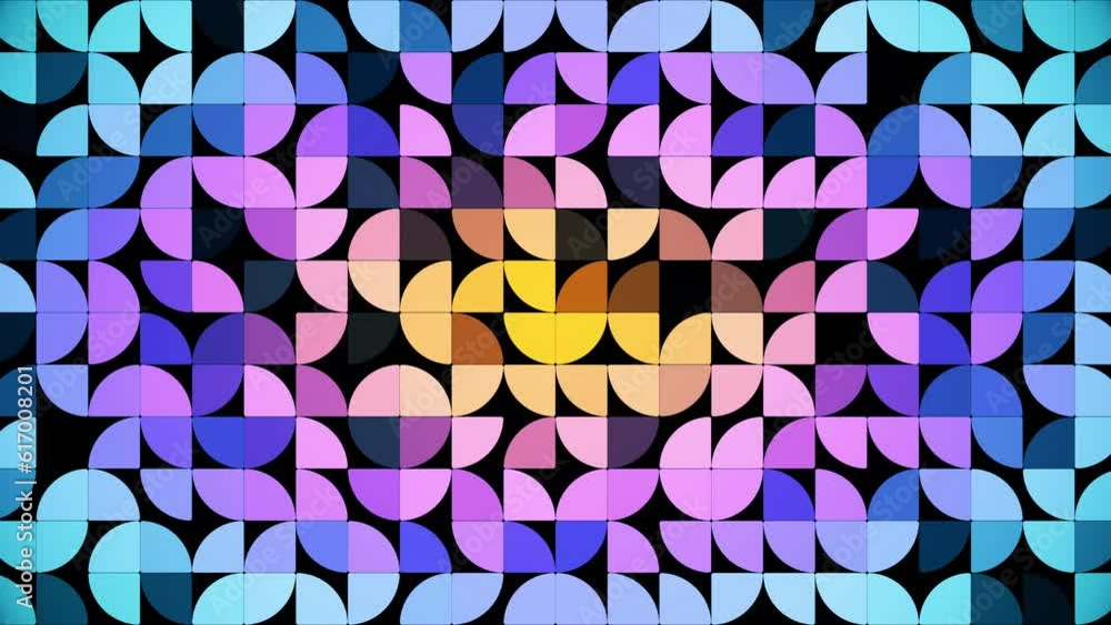 2D animation of quarter circle pattern with opacity effects on white ...