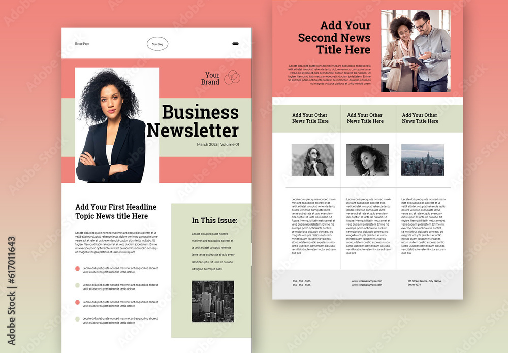 Business Email News Letter Template Stock Template | Adobe Stock