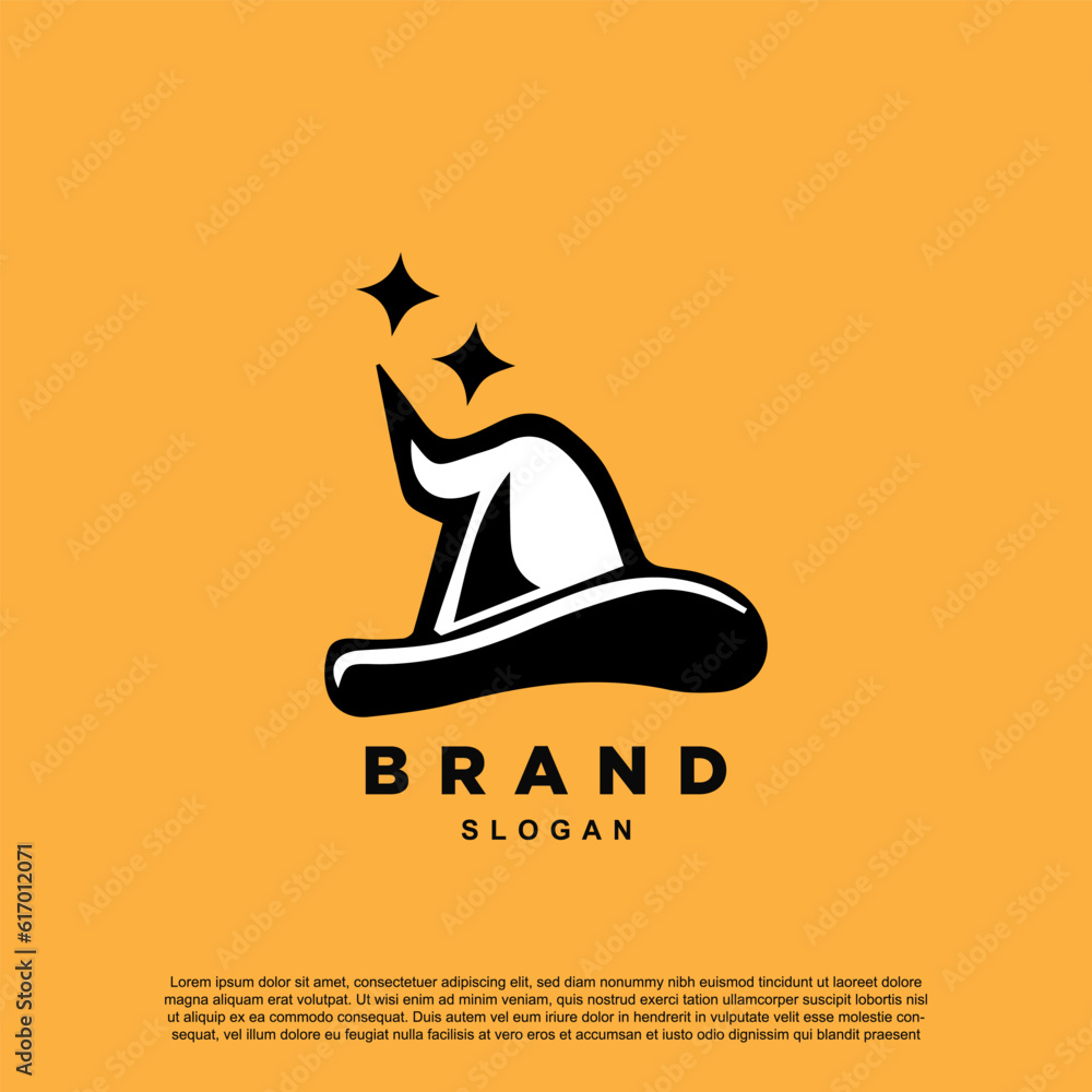 Simple minimal wizard sorcery hat logo design with star vector ...
