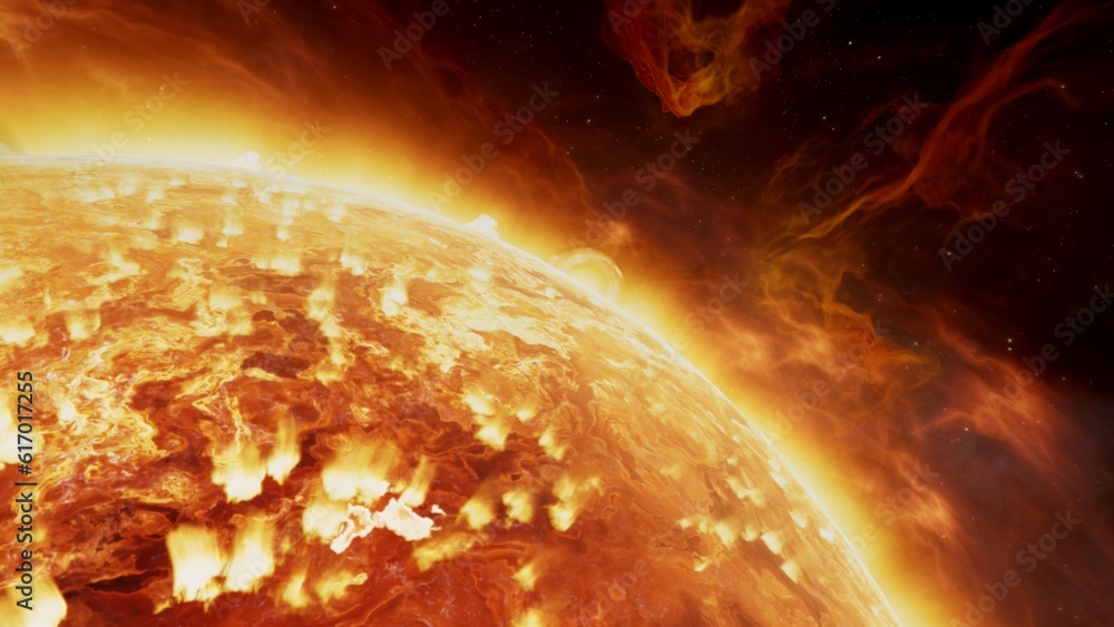 Star Of Our Solar System 3d Illustration Close Shot Nebula Gases Erupting From The Suns
