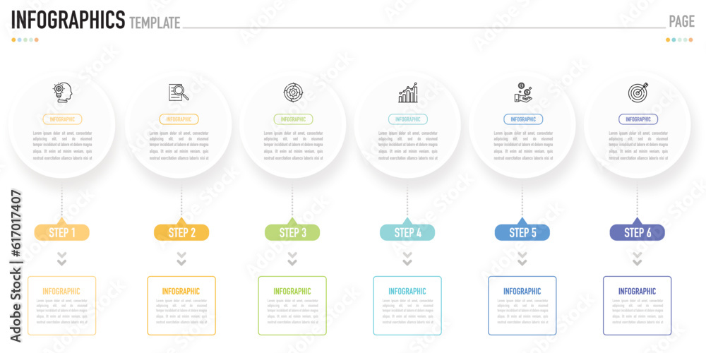 Circular infographic template or element with 6 step, process, option ...