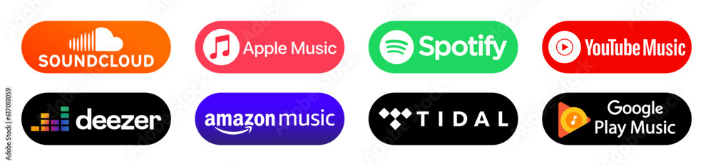 Popular music streaming services with listening badges.Music streaming ...