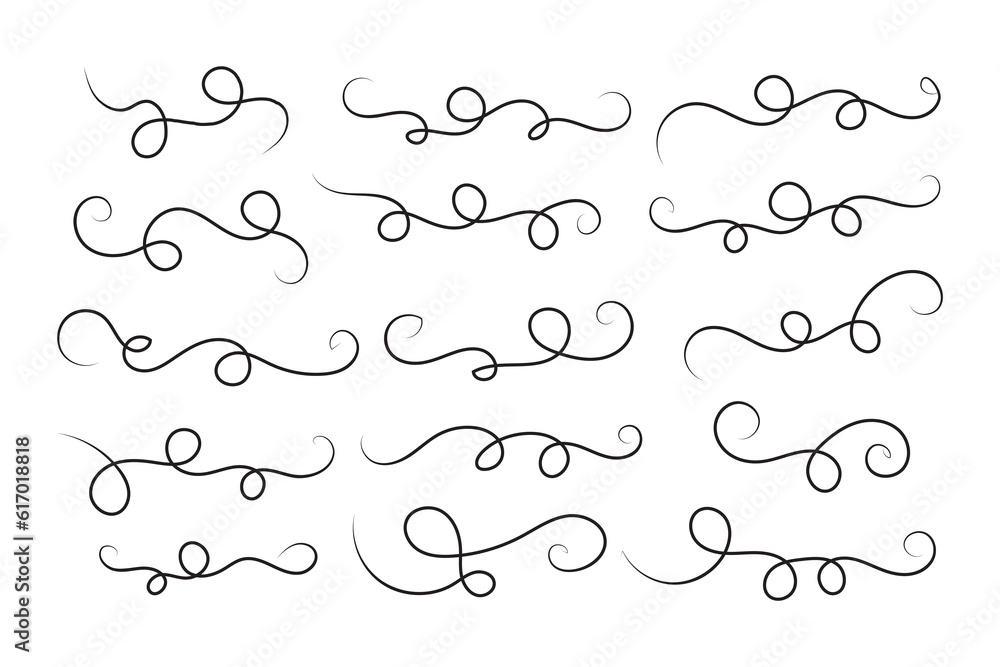 Vintage Filigree Swirls, calligraphy font style Decorative Elements ...
