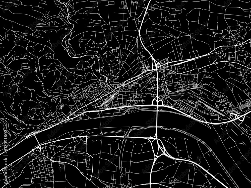 Vector road map of the city of Krems an der Donau in the Austria on a ...
