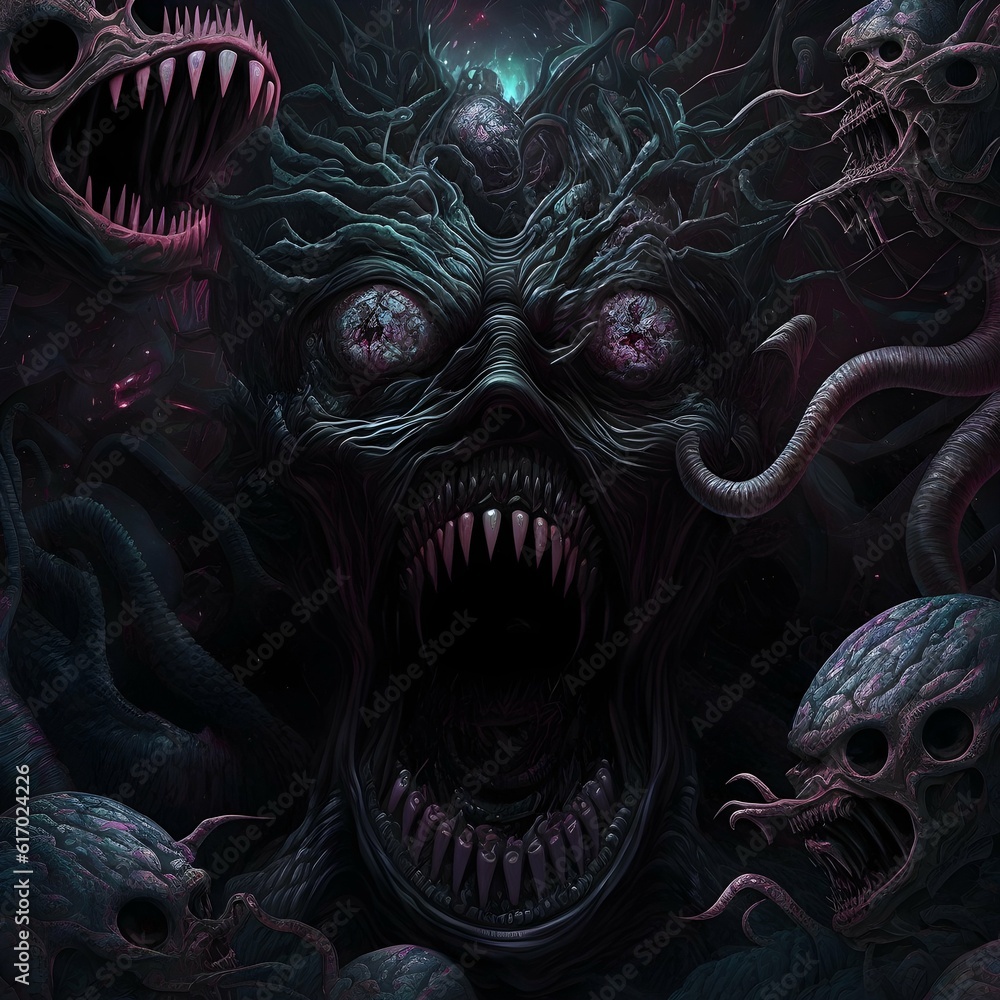 surreal Evil entity with many teeth beyond description ineffable ...