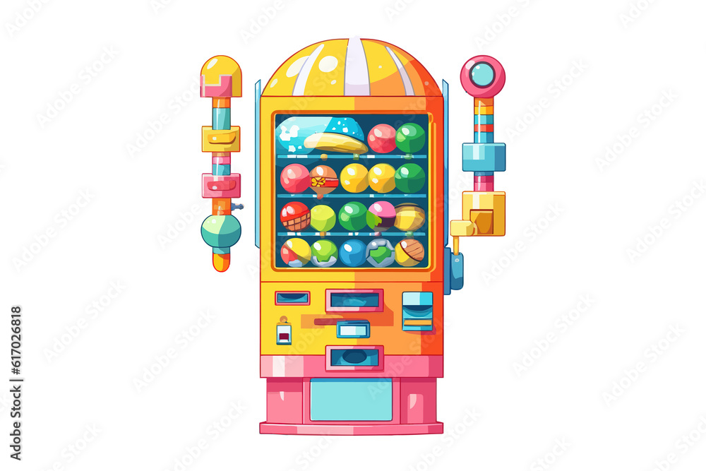 Gashapon candy vending machine toy with gum ball vector. Flat vector ...