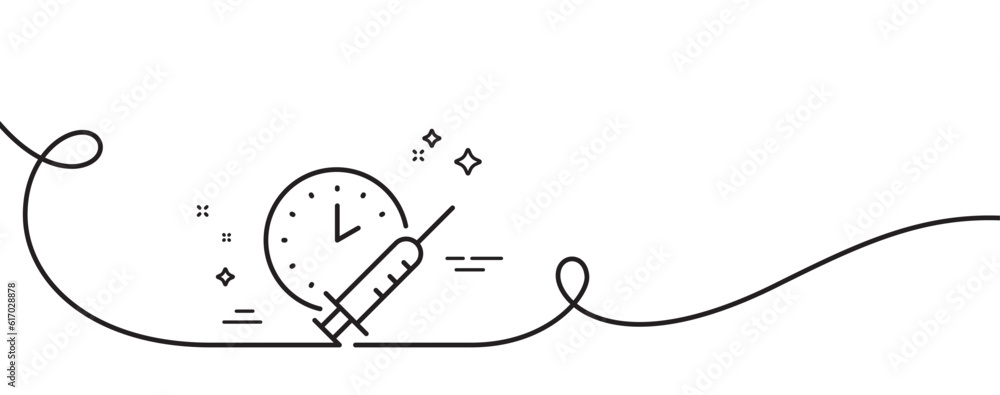 Vaccination schedule line icon. Continuous one line with curl. Vaccine ...
