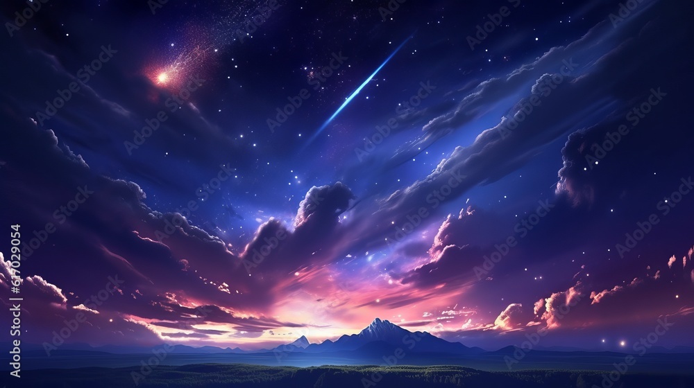 Starry night sky - Dreamlike sky view: anime wallpaper with beautiful ...