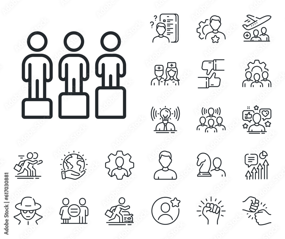 Equality sign. Specialist, doctor and job competition outline icons ...