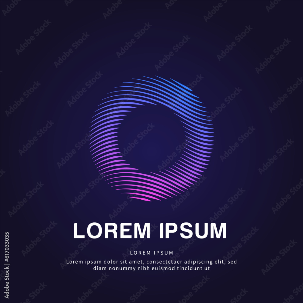 Vector logo O letter color silhouette on a dark background. simple line ...