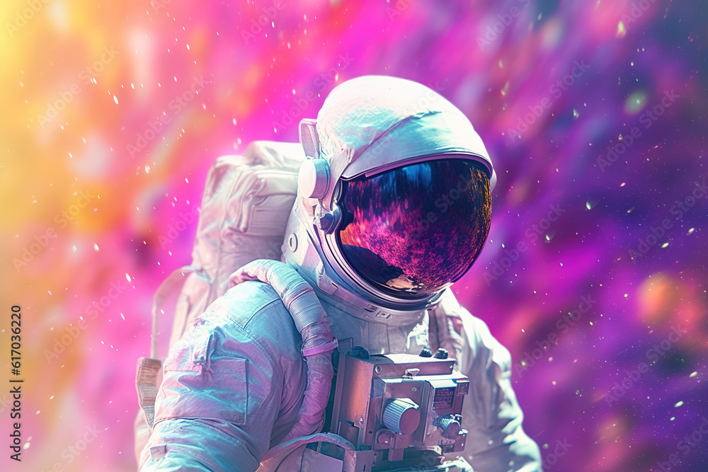 Cosmic Portrait: Astronaut on a Colorful Space Background. AI Generated ...