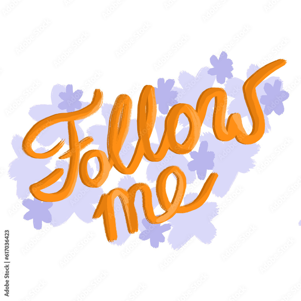 Hand drawn illsutration of follow me button sticker label. Design for ...