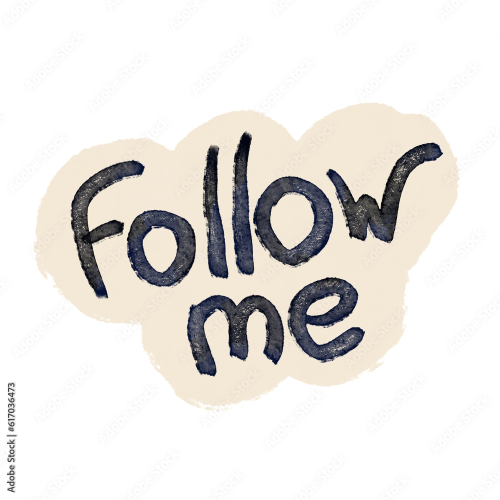 Hand drawn illsutration of follow me button sticker label. Design for ...