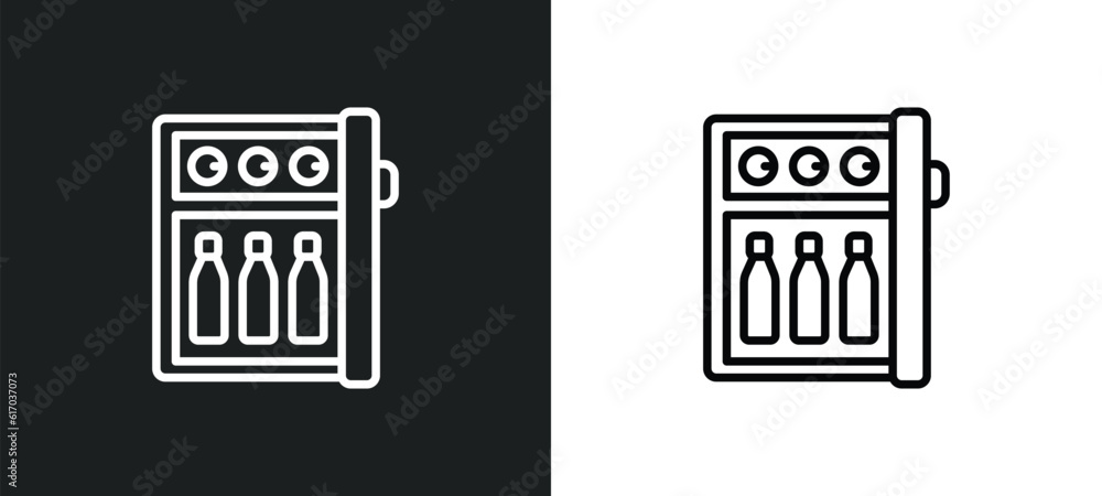 minibar line icon in white and black colors. minibar flat vector icon ...