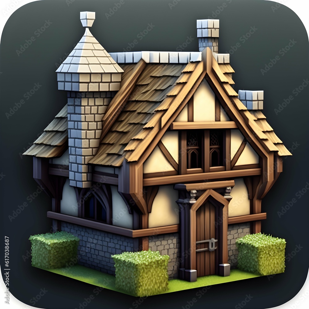 medieval minecraft house mobile app icon Stock Illustration | Adobe Stock