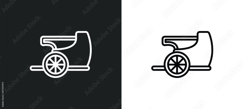 chariot line icon in white and black colors. chariot flat vector icon ...