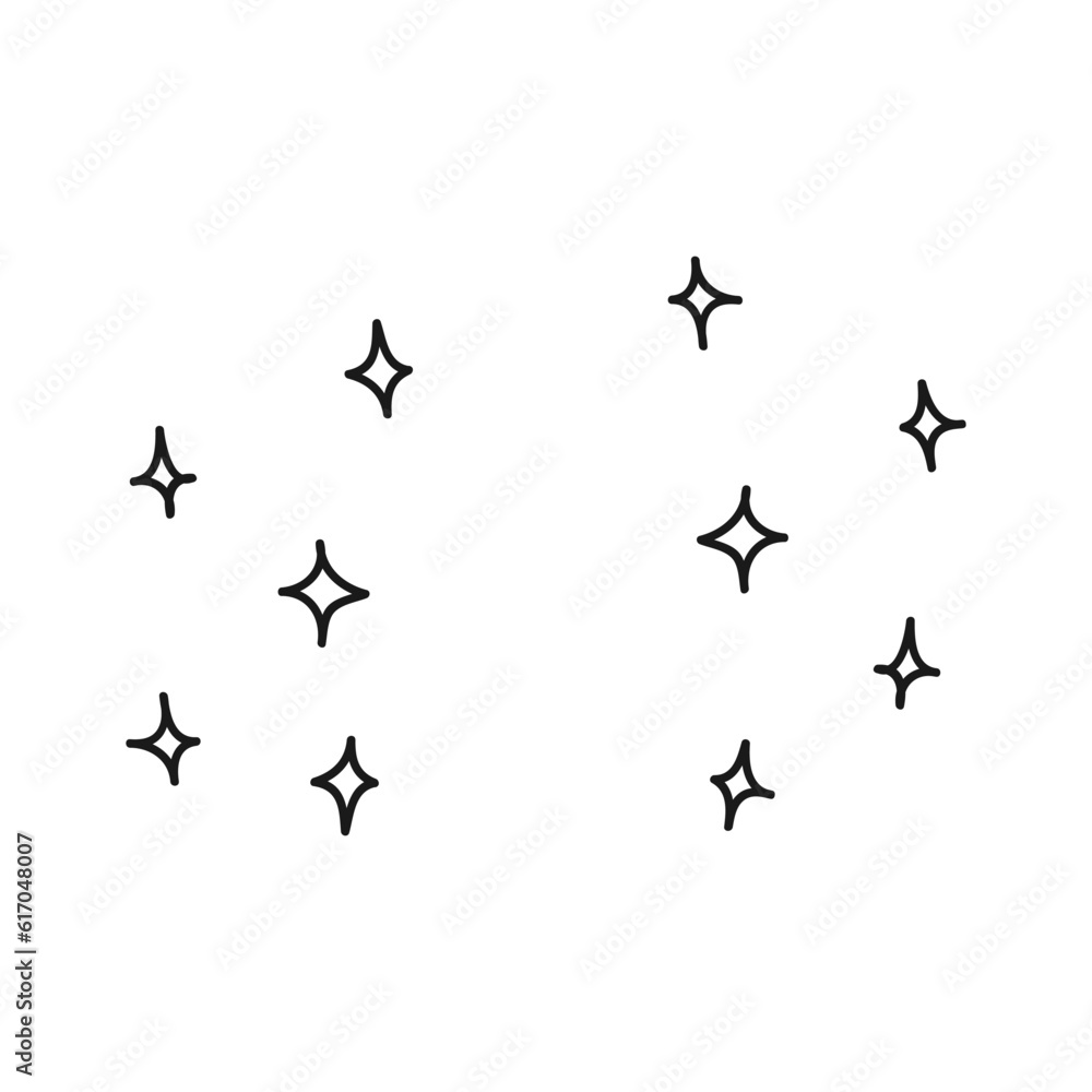Stars outlines hand drawn illustration. Line drawing style design ...