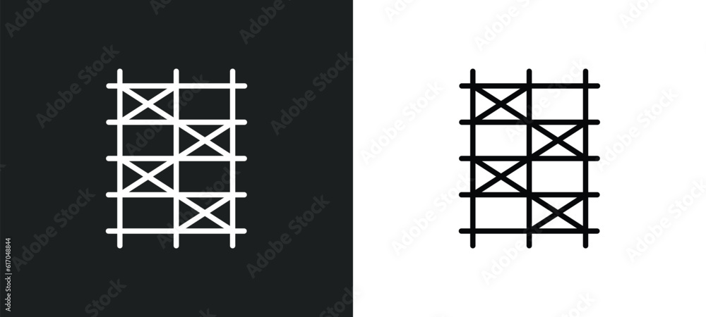 scaffolding line icon in white and black colors. scaffolding flat vector icon from scaffolding ...