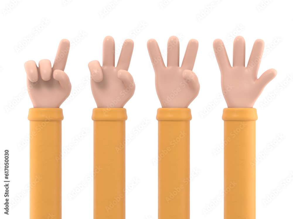 Transparent Backgrounds Mock-up.Five fingers counting icon.3d hand ...
