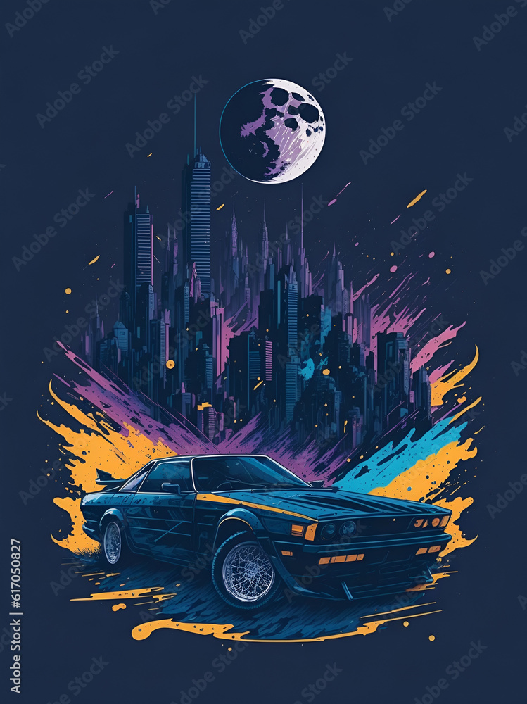 Cartoon car. Splash art. AI generated illustration Stock Illustration ...