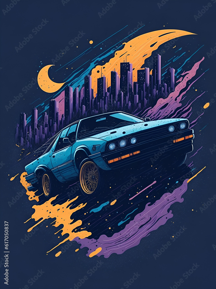 Cartoon car. Splash art. AI generated illustration Stock Illustration ...
