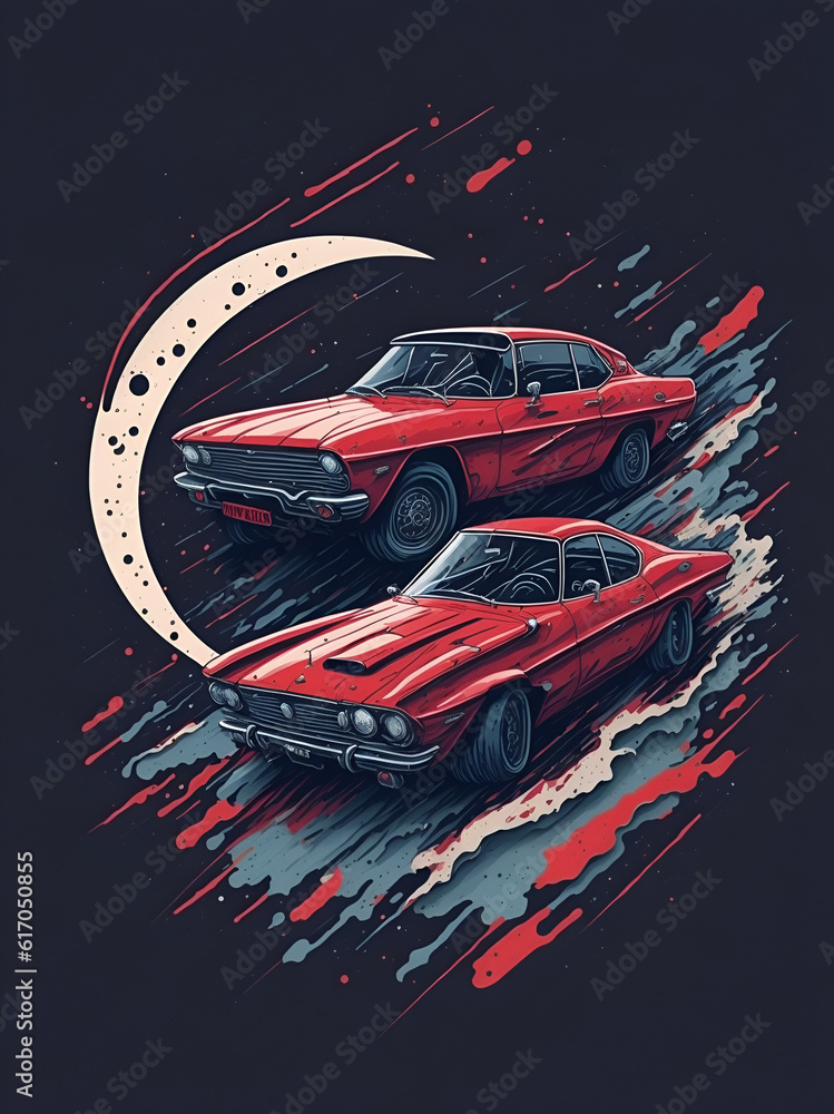 Cartoon car. Splash art. AI generated illustration Stock Illustration ...