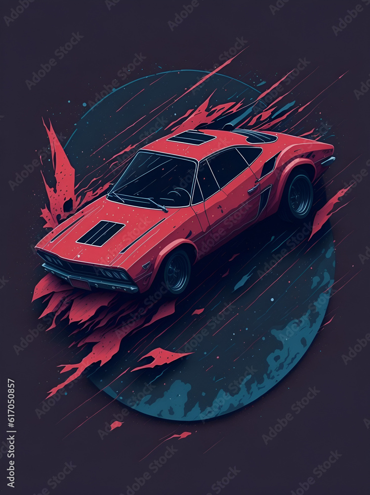 Cartoon car. Splash art. AI generated illustration Stock Illustration ...