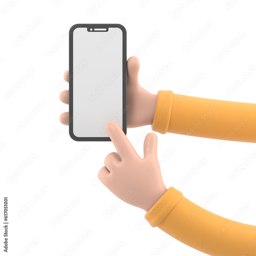 Transparent Backgrounds Mock-up.3d skinned hand touching smartphone ...