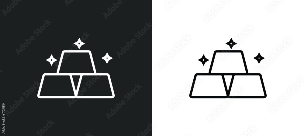 ingot line icon in white and black colors. ingot flat vector icon from ...
