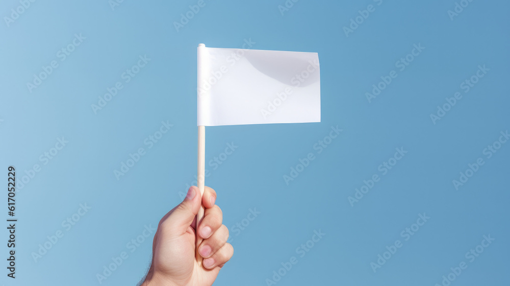 Hand Raising a White Flag - Illustrates Surrendering, Yielding, or ...