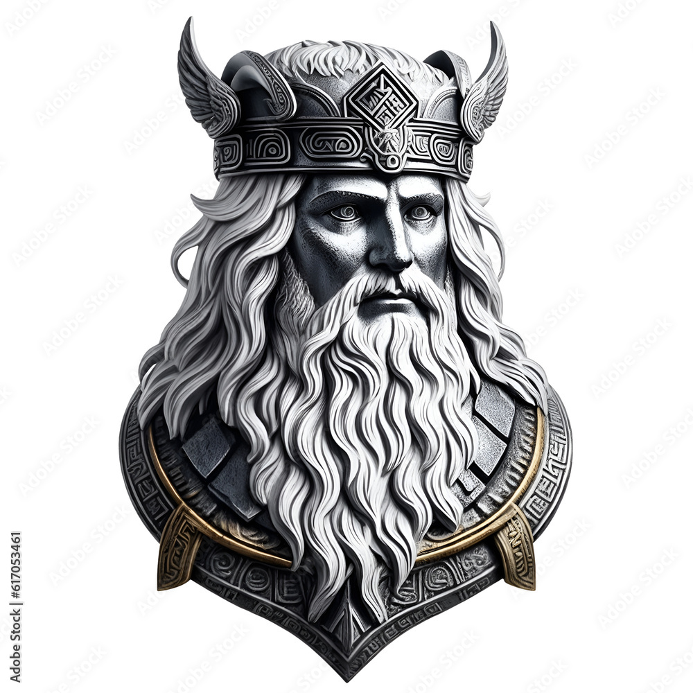 Face statue of Odin, god of wisdom in Greek mythology on transparent ...