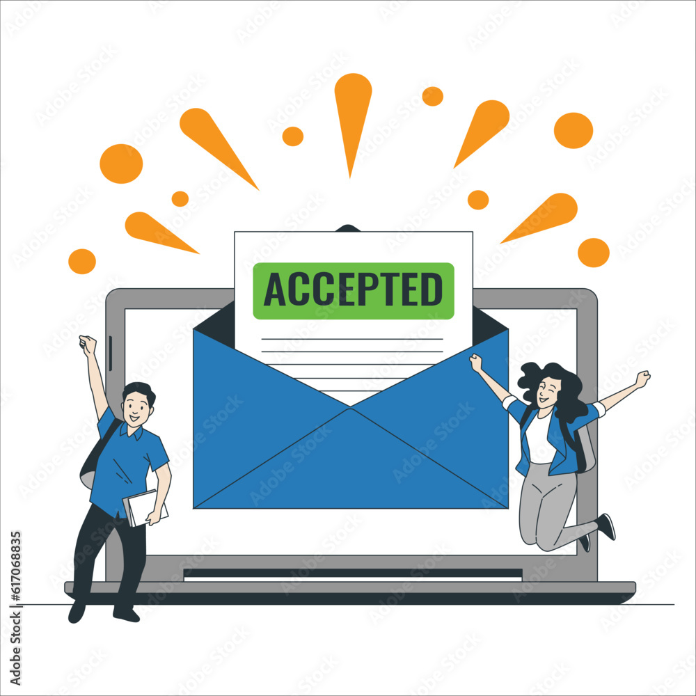 student school college university exam admission accepted. People jump ...