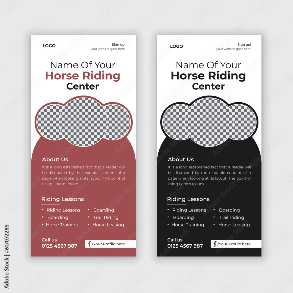 Horse riding lessons Rack Card/dl flyer/poster/leaflet Template Stock ...