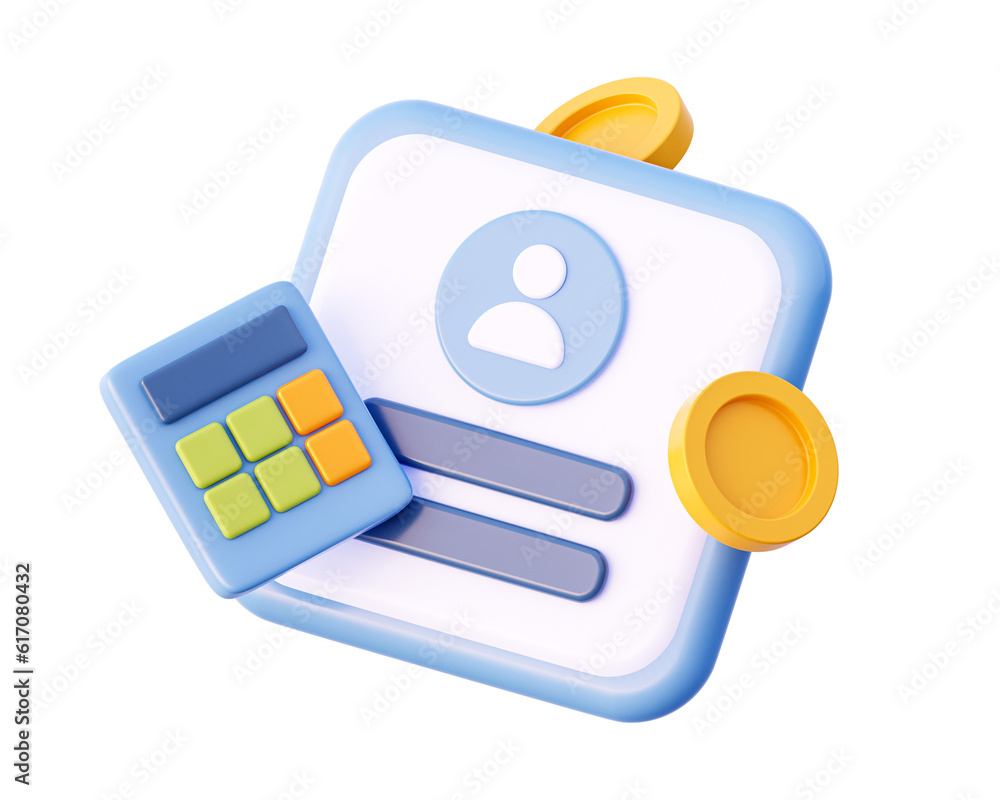 Photo & Art Print 3D id card and calculator, Kari_designer
