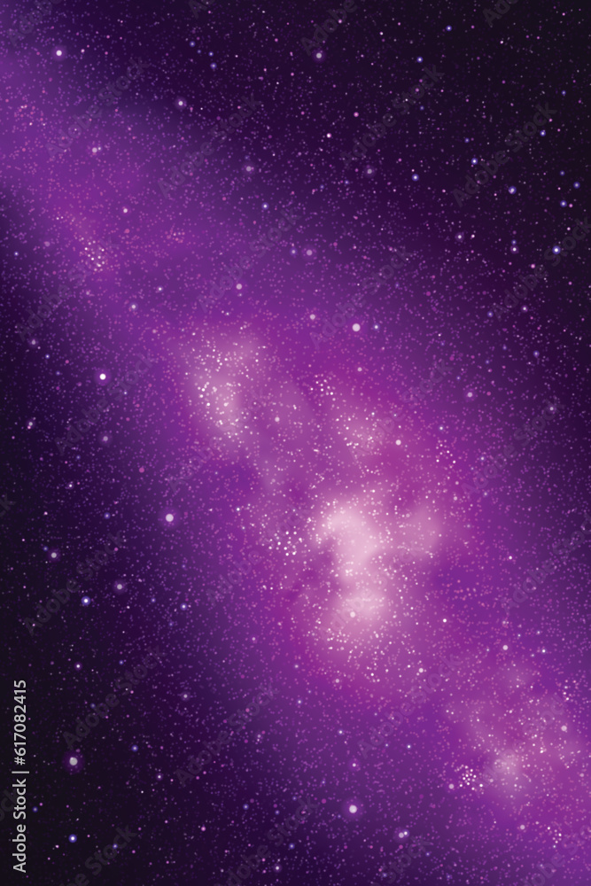 Purple night starry sky. Space vector background. Milky Way and stars ...