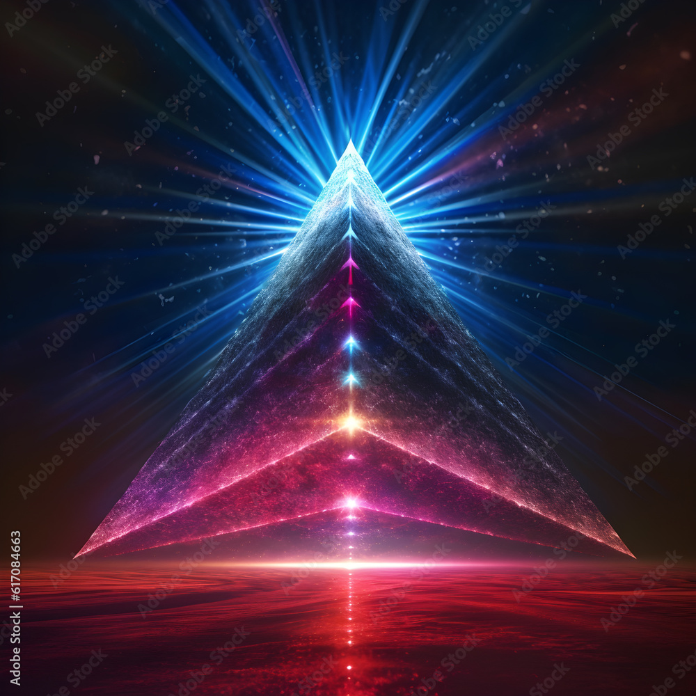 pyramid symbol phytical power with abstract laser lights, in the style ...