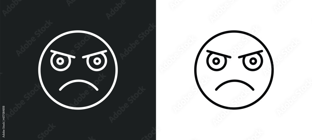 pouting emoji line icon in white and black colors. pouting emoji flat ... pouting emoji line icon in white and black colors. pouting emoji flat ...