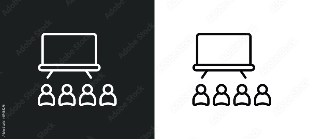 university class line icon in white and black colors. university class ...