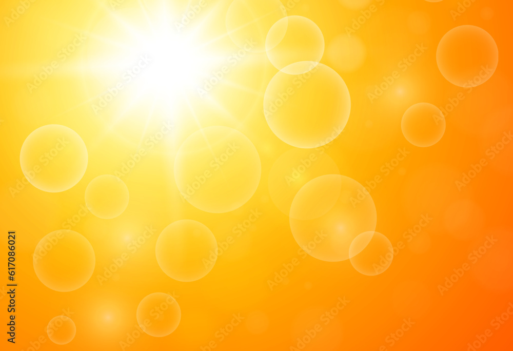 Orange hot sunny background, sun with bokeh, blazing hot sun on a hot ...